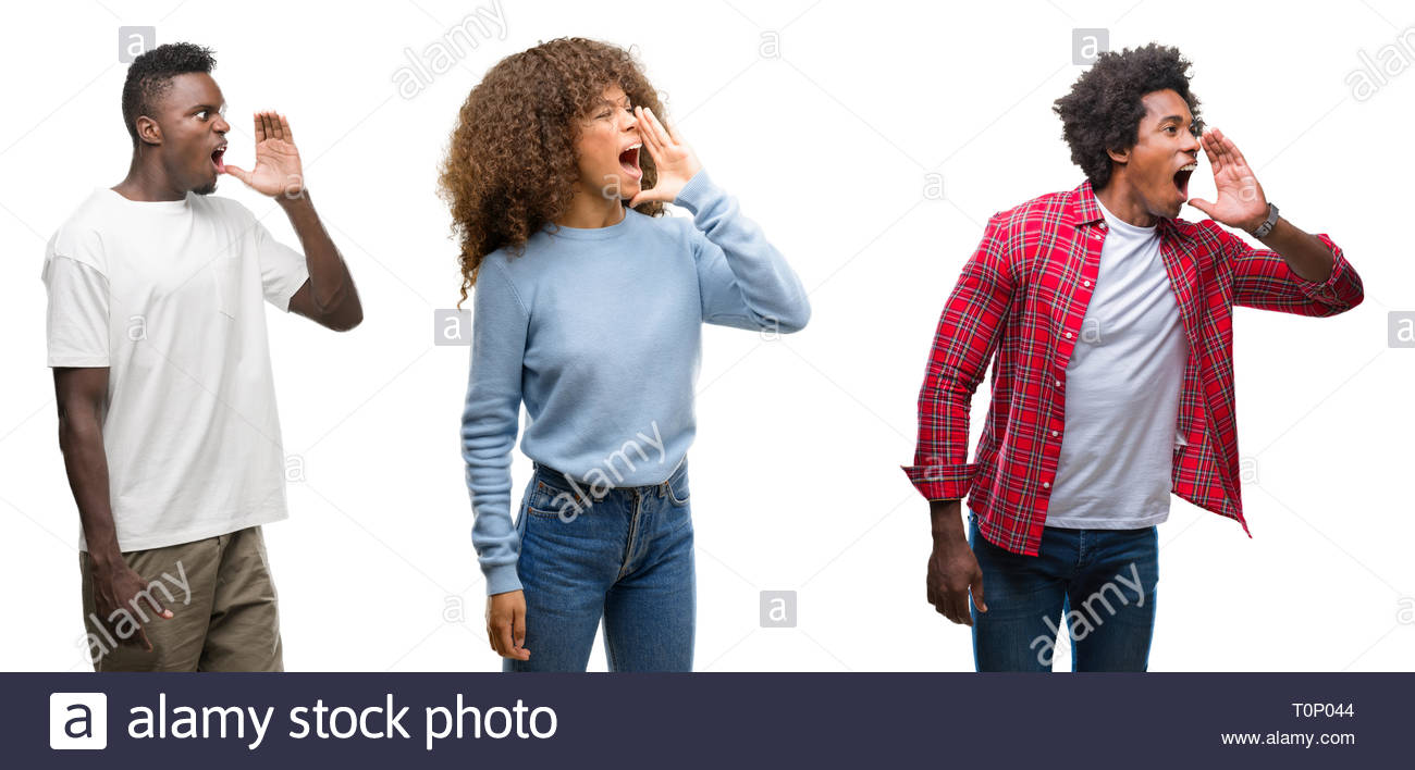 Collage of african american group of people over isolated background ...