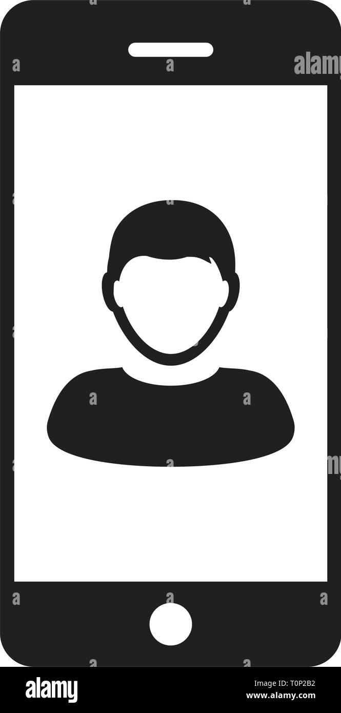 Smartphone user icon vector male person profile avatar with mobile ...