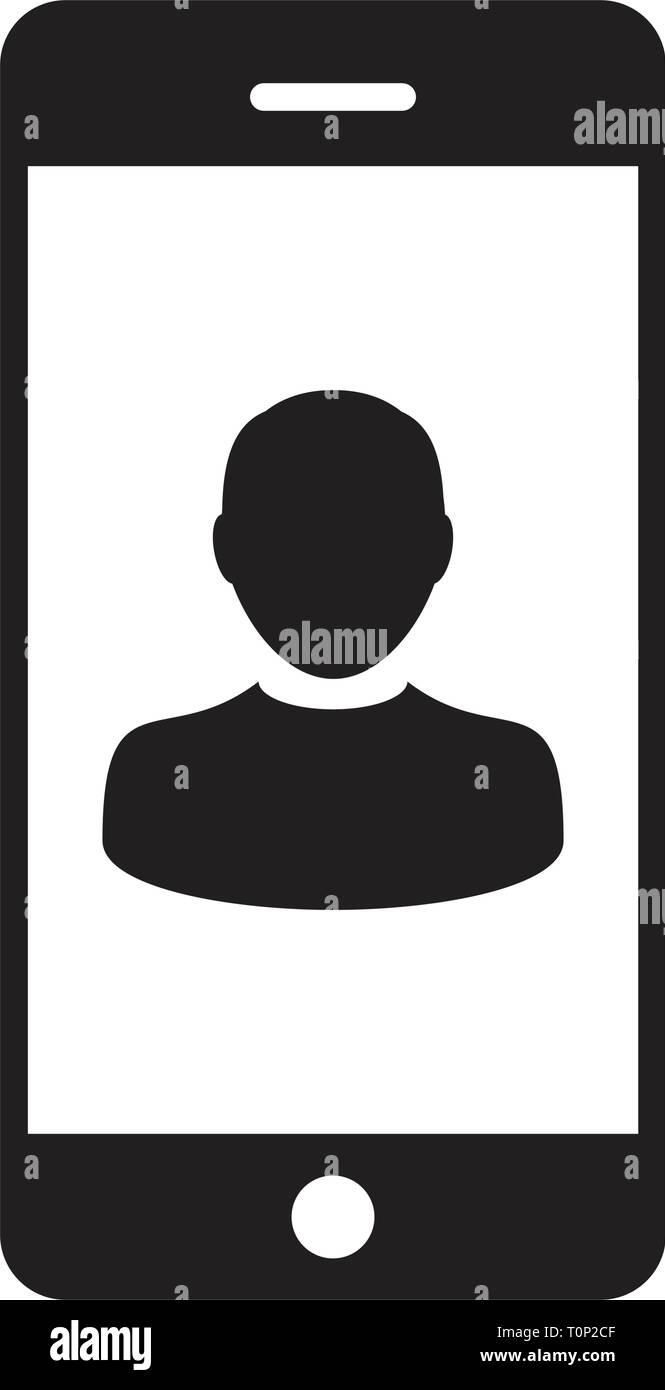 Phone user icon vector male person profile avatar with mobile symbol ...