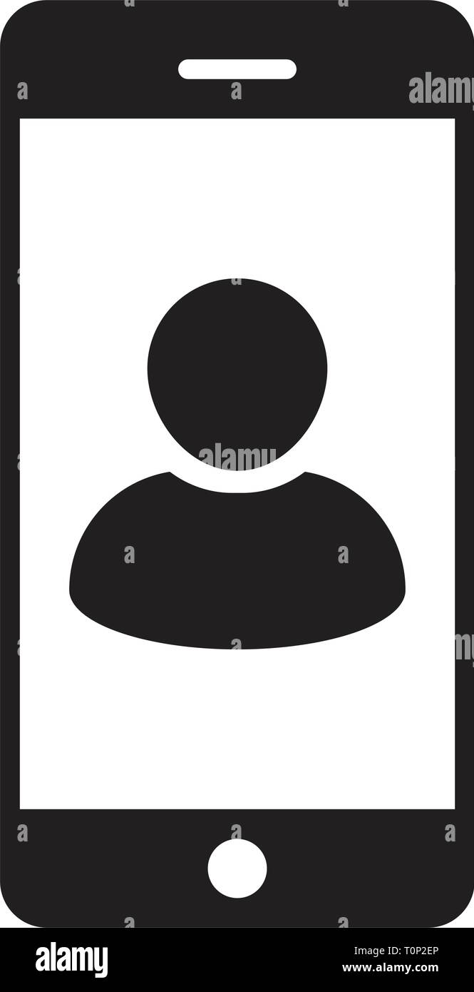 Mobile phone icon vector male person profile avatar with smartphone ...
