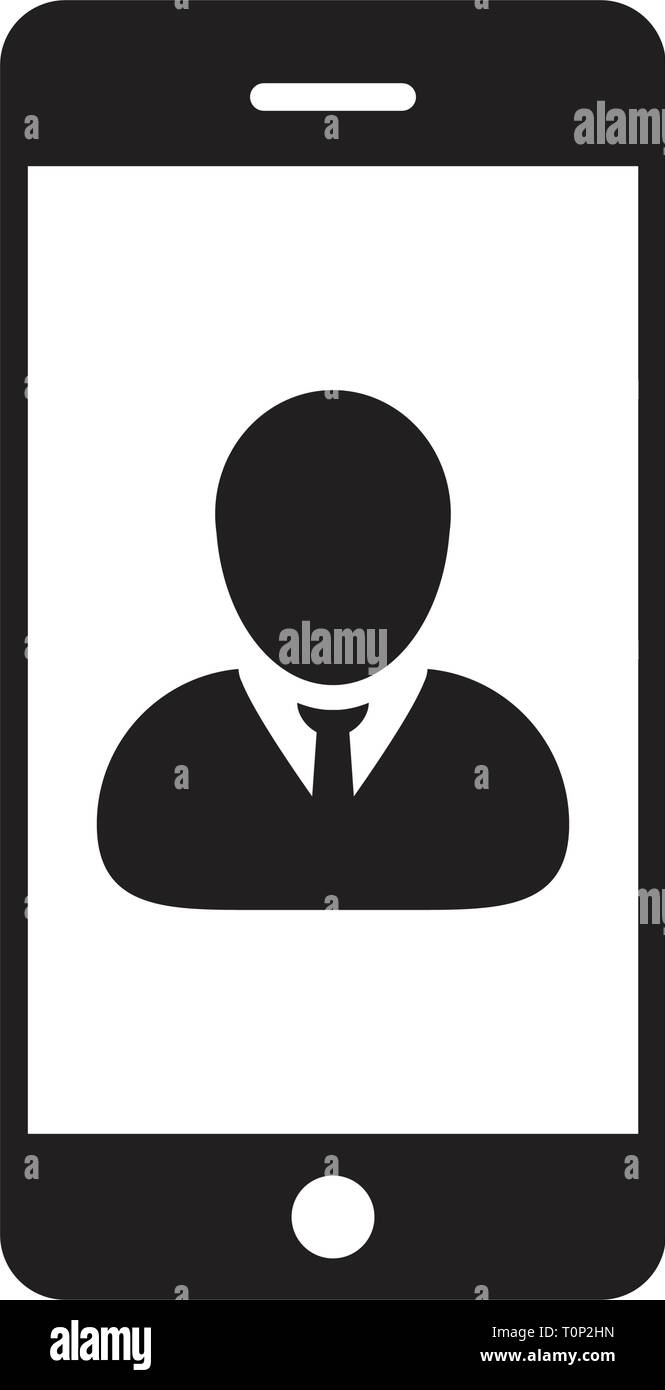 Telephone user icon vector male person profile avatar with mobile ...