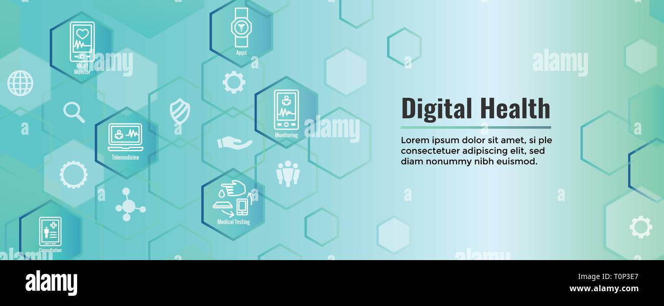 Digital Health Icon Set - Wearable Technology Web Header Banner Stock ...