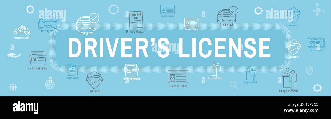 Drivers Test & License Icon Set and Web Header Banner Stock Vector ...