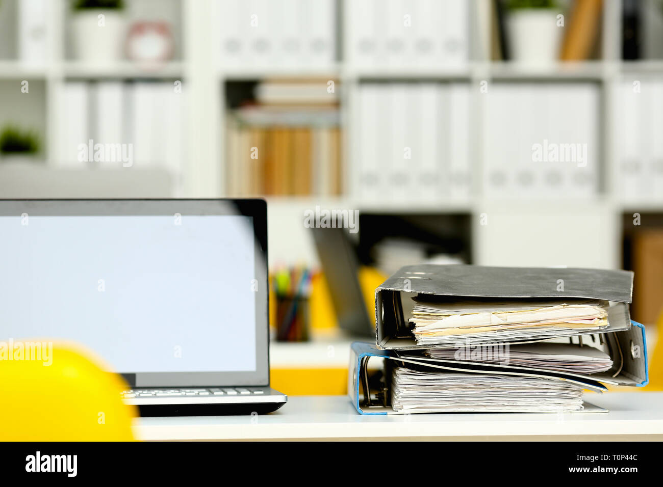 Empty workplace in office closeup Stock Photo - Alamy