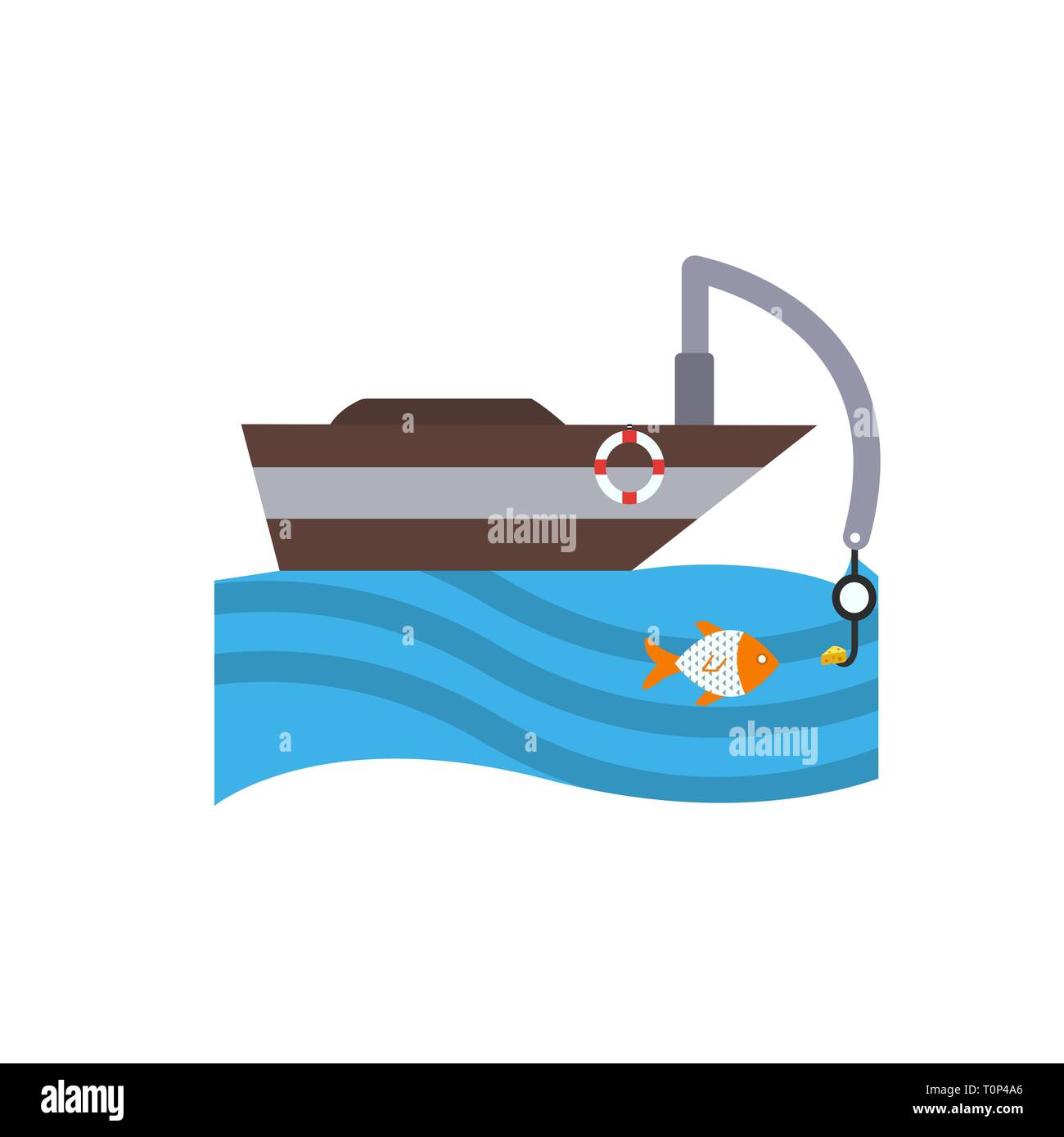 Illustration Fishing Boat Icon Stock Photo - Alamy