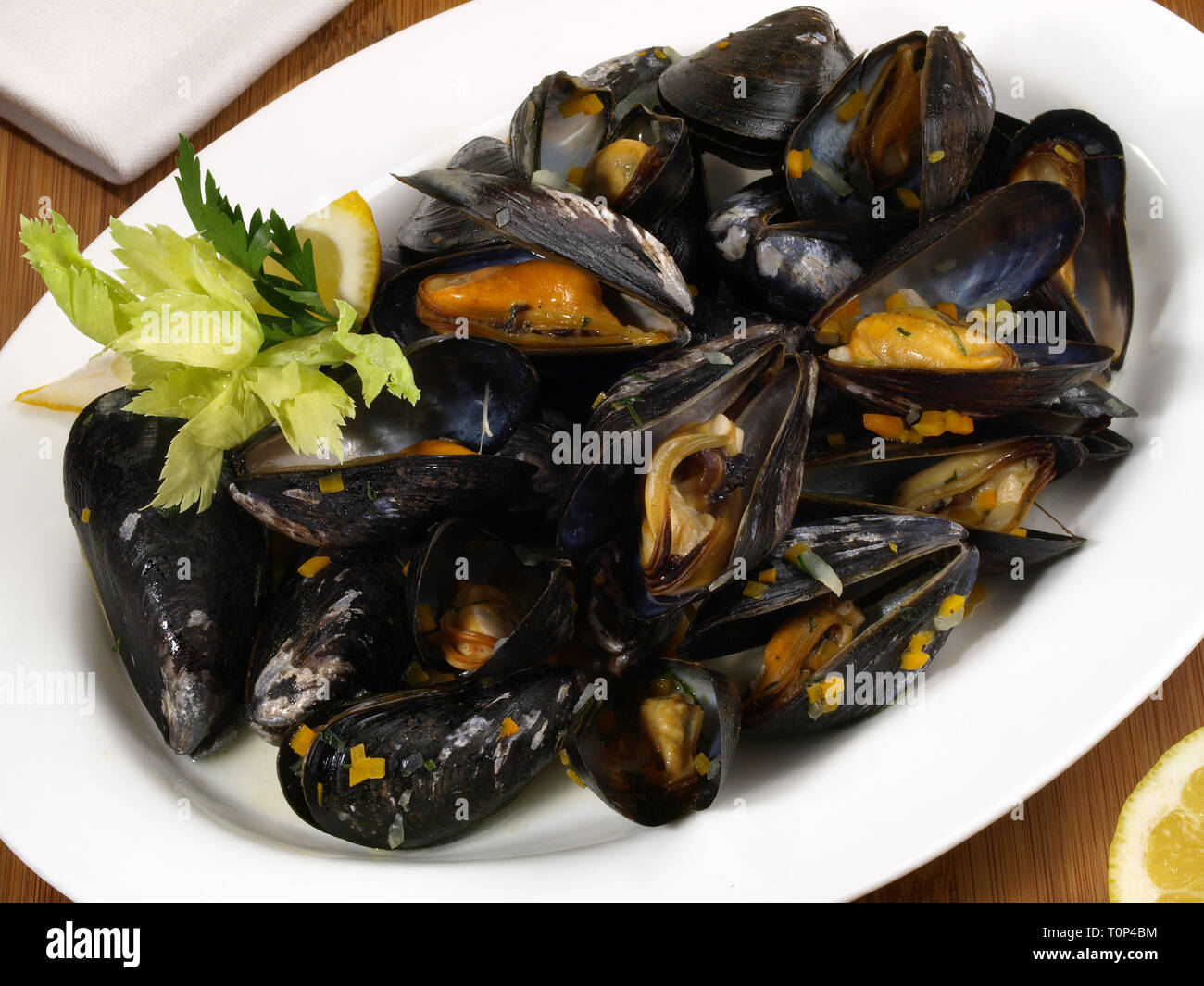Blue Mussel on White Stock Photo - Alamy