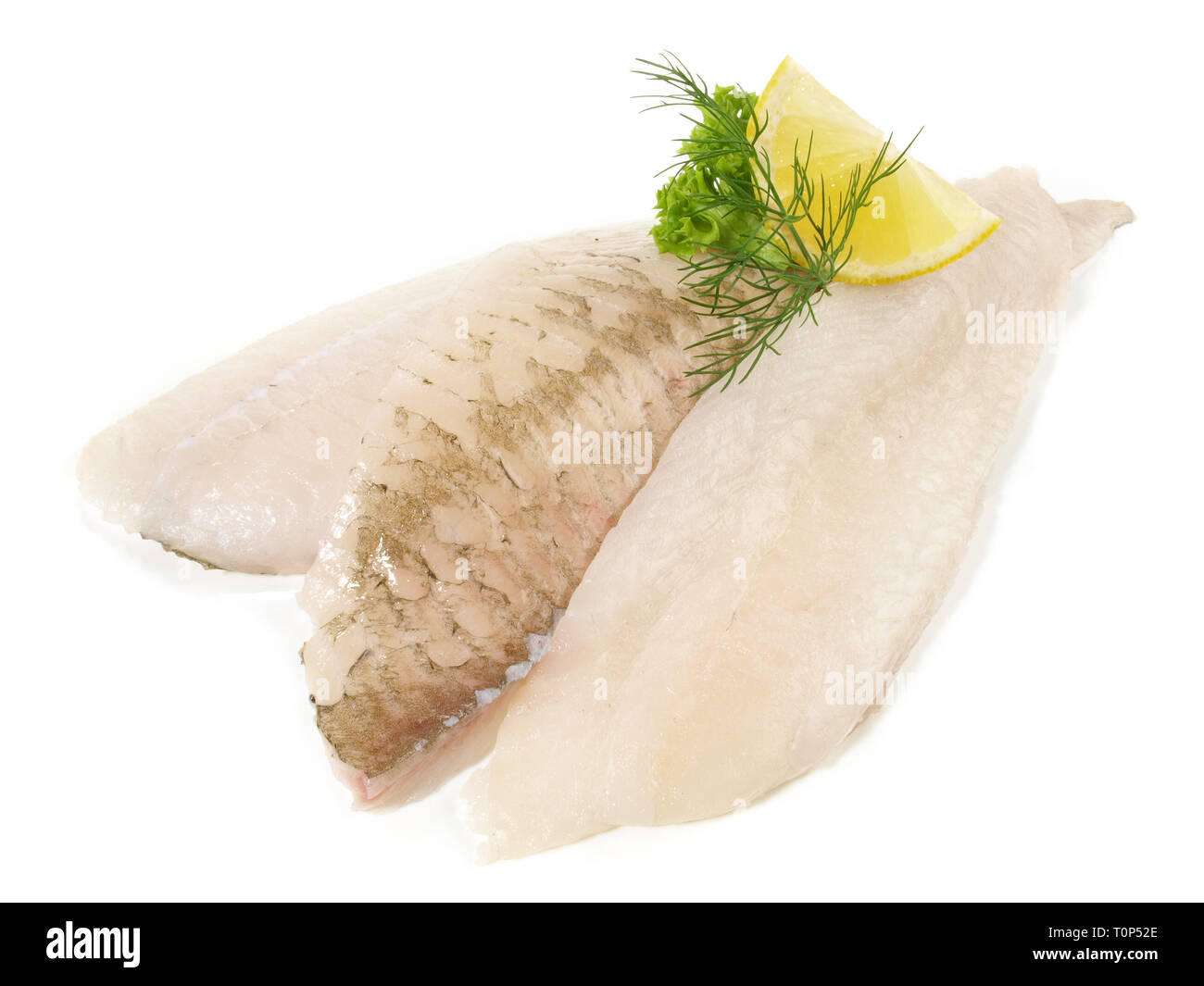 Plaice Fish Fillets on white Background Stock Photo - Alamy