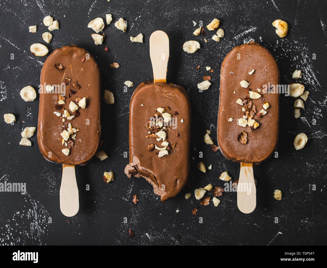 Chocolate ice cream popsicles Stock Photo - Alamy