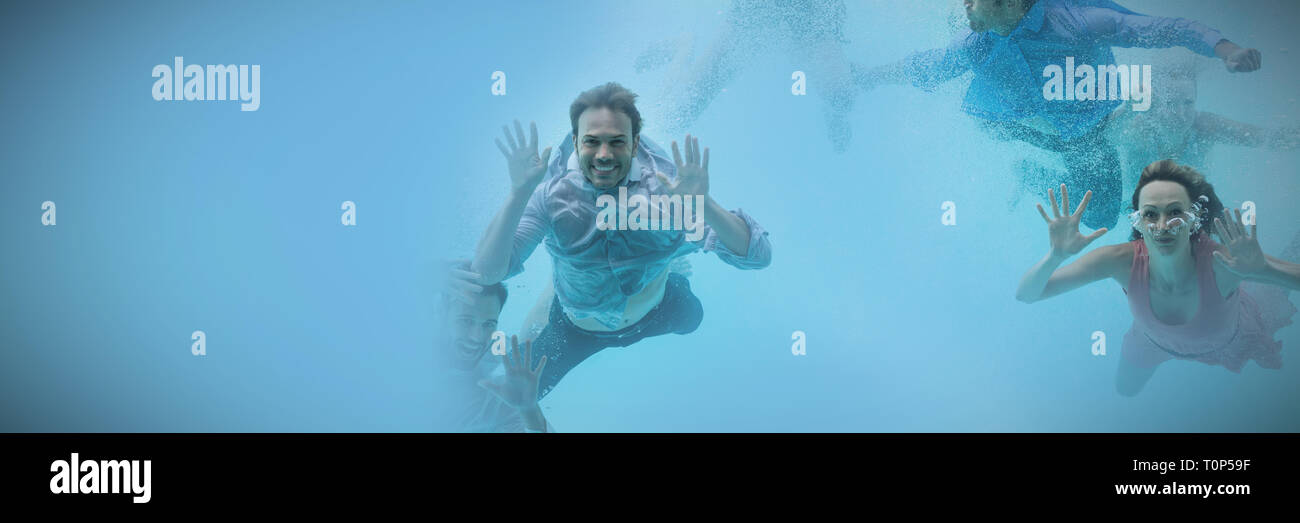 Friends in swimming pool Stock Photo - Alamy