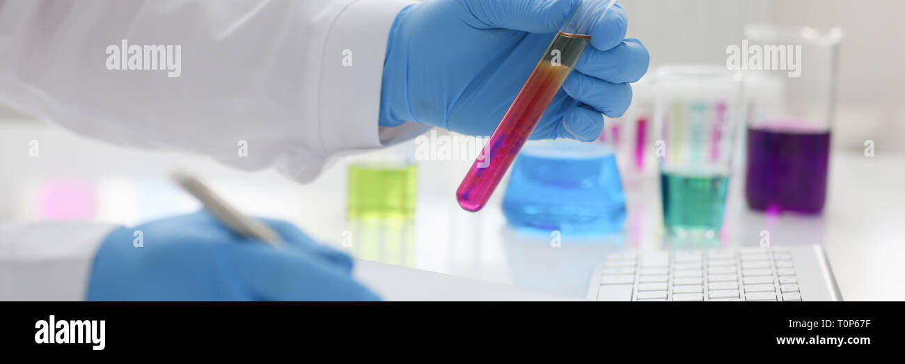 Employee of the chemical laboratory teacher Stock Photo - Alamy