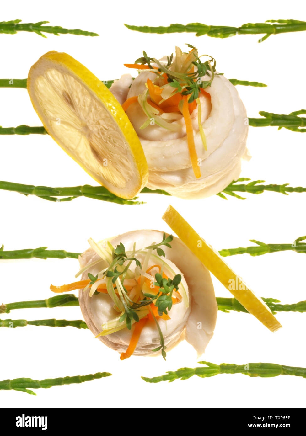 Sole Fillet Rolls - Flatfish on white Background Stock Photo - Alamy