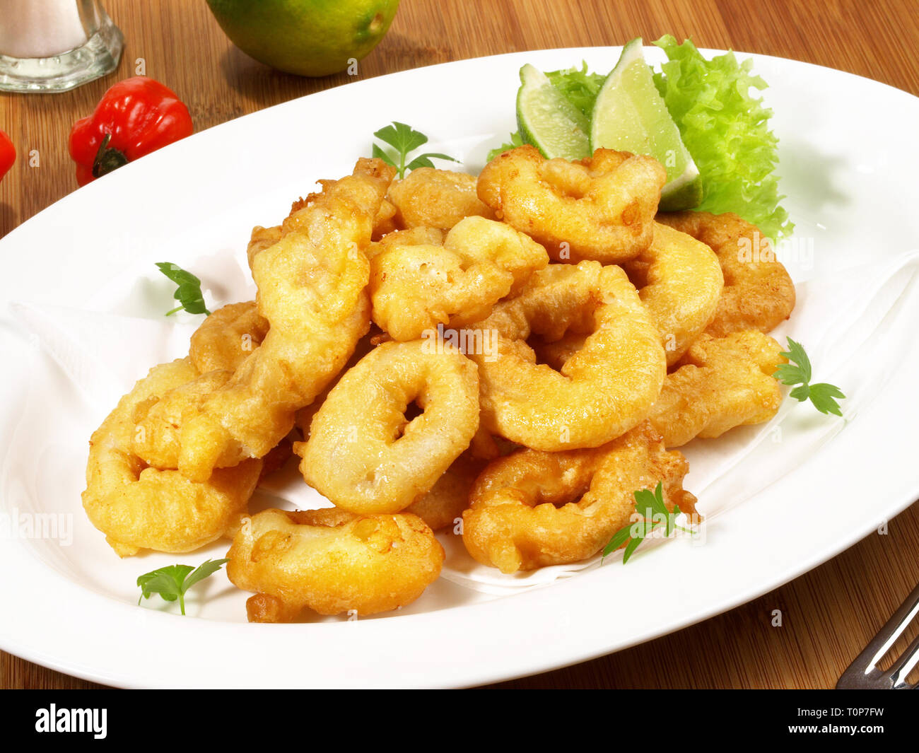 Deep Fried Calamari - Take away Stock Photo - Alamy