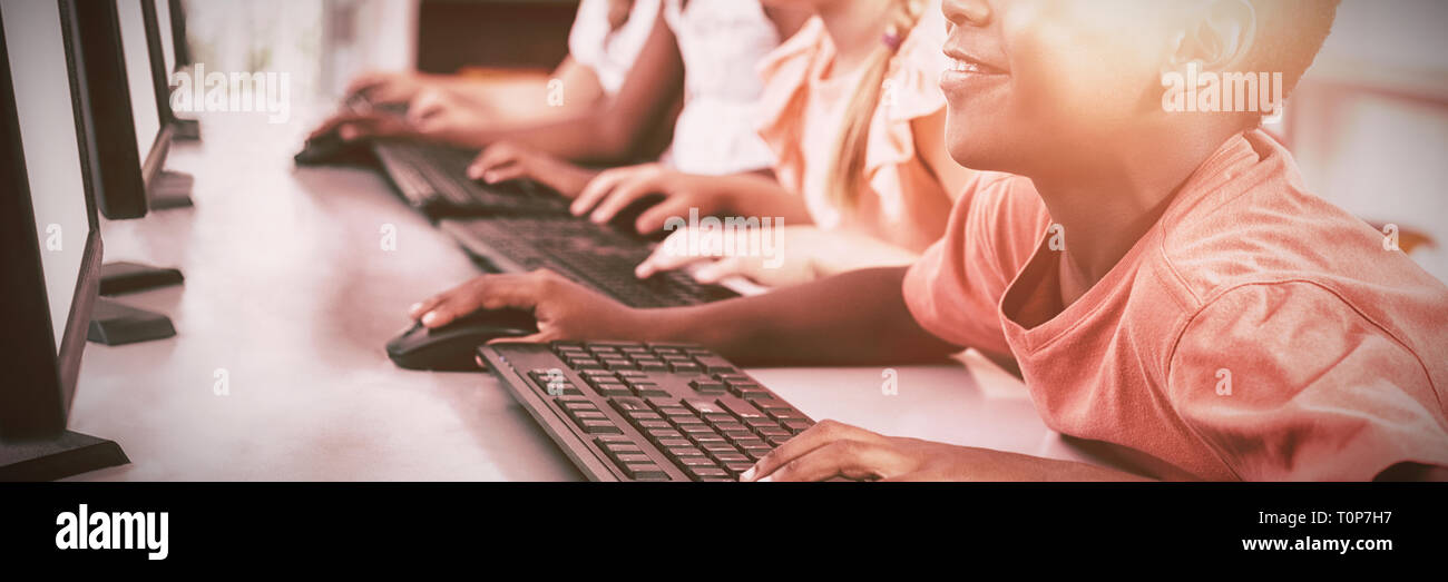 Children computer in classroom Stock Photo - Alamy