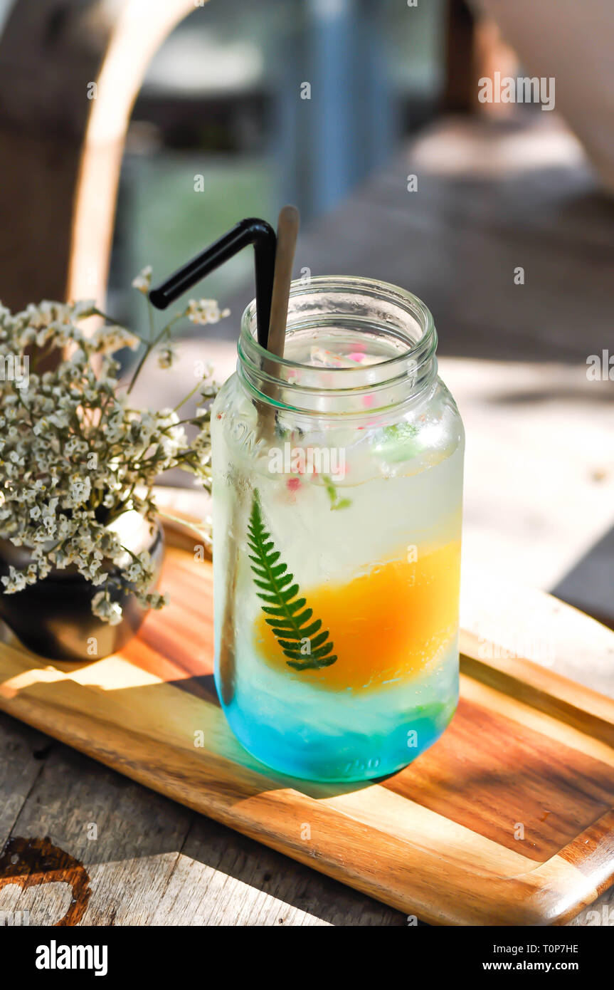 blue Italian soda, lemonade or blue raspberry Italian soda Stock Photo ...