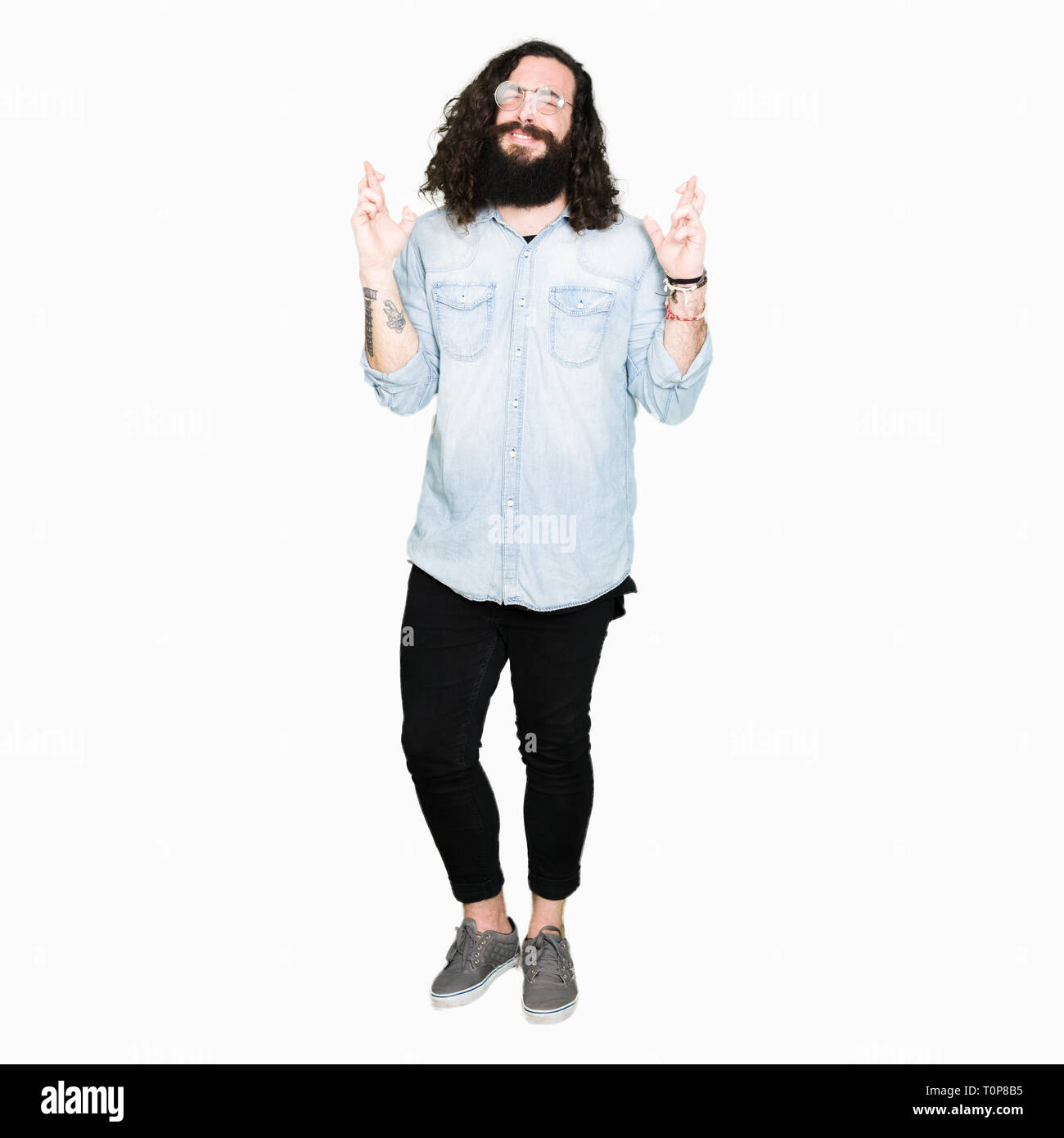 Man long beard closed eyes Cut Out Stock Images & Pictures - Alamy