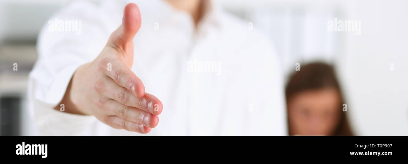 Businessman offer hand hi-res stock photography and images - Alamy
