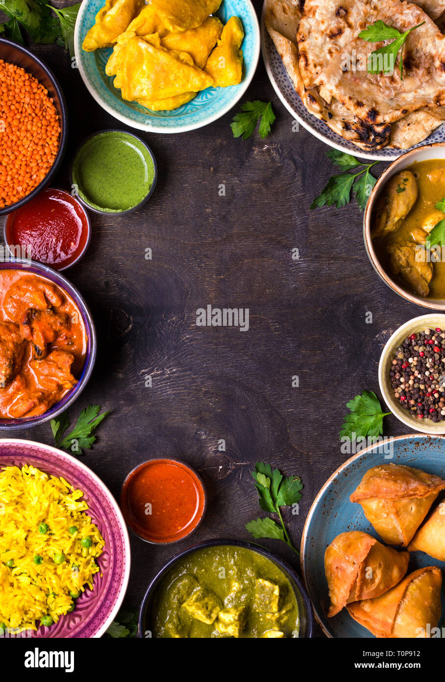 Assorted indian food Stock Photo - Alamy