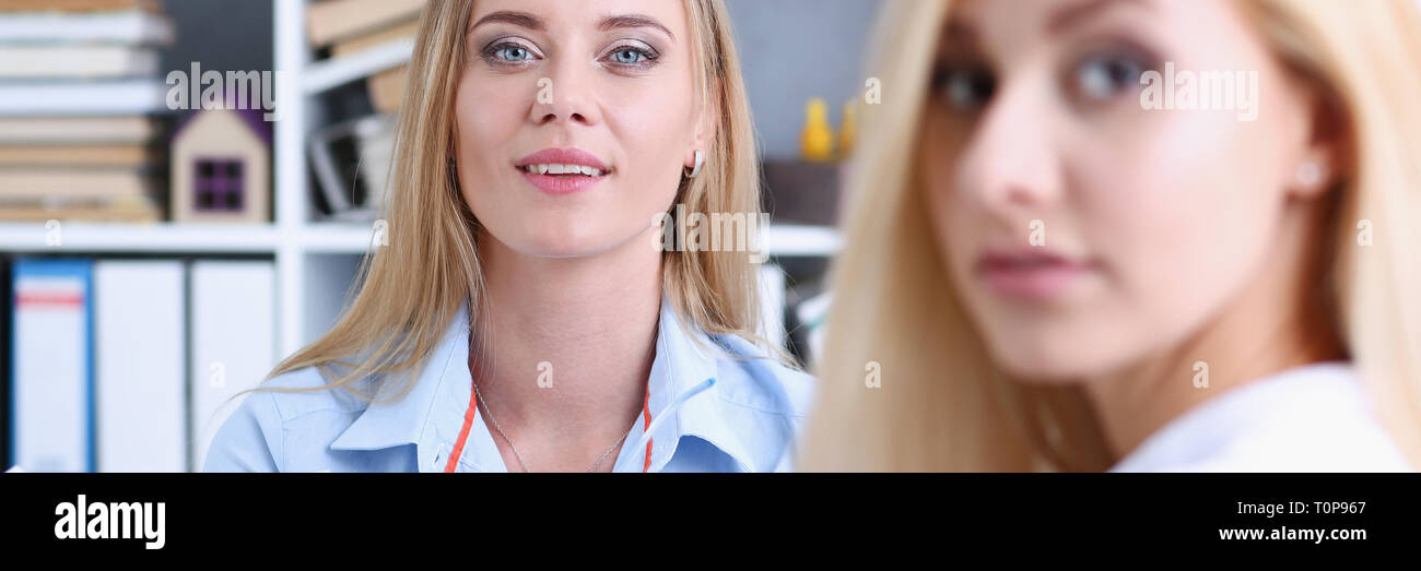 Beautiful woman portrait at workplace Stock Photo - Alamy
