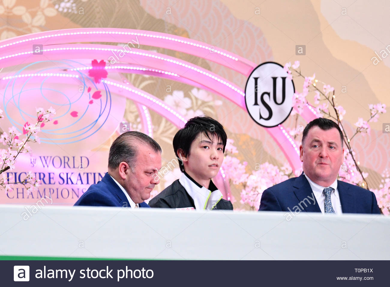 Saitama, Japan. 21st Mar, 2019. (L-R) Ghislain Briand, Yuzuru Hanyu ...