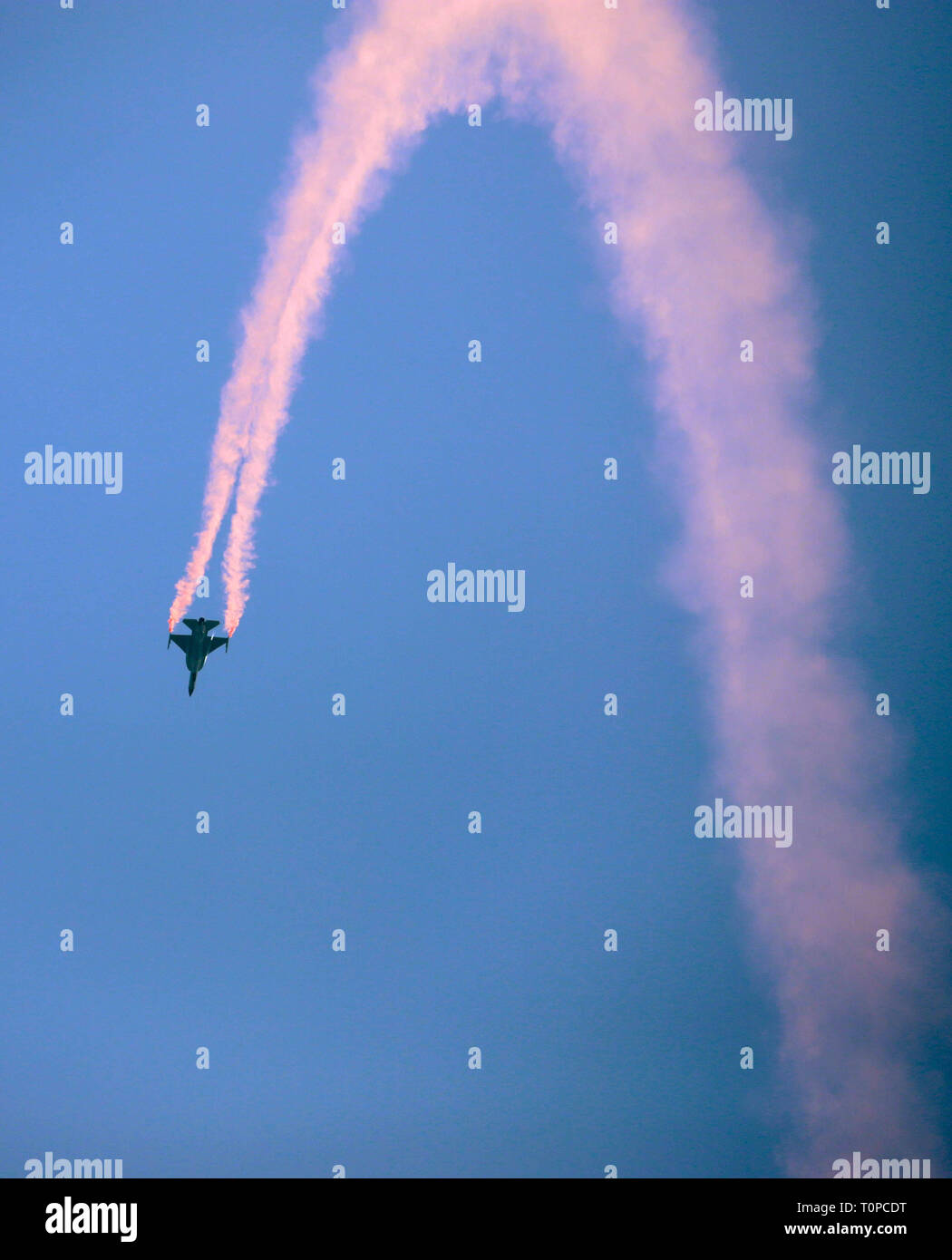 Islamabad, Pakistan. 21st Mar, 2019. A Pakistani fighter jet performs ...