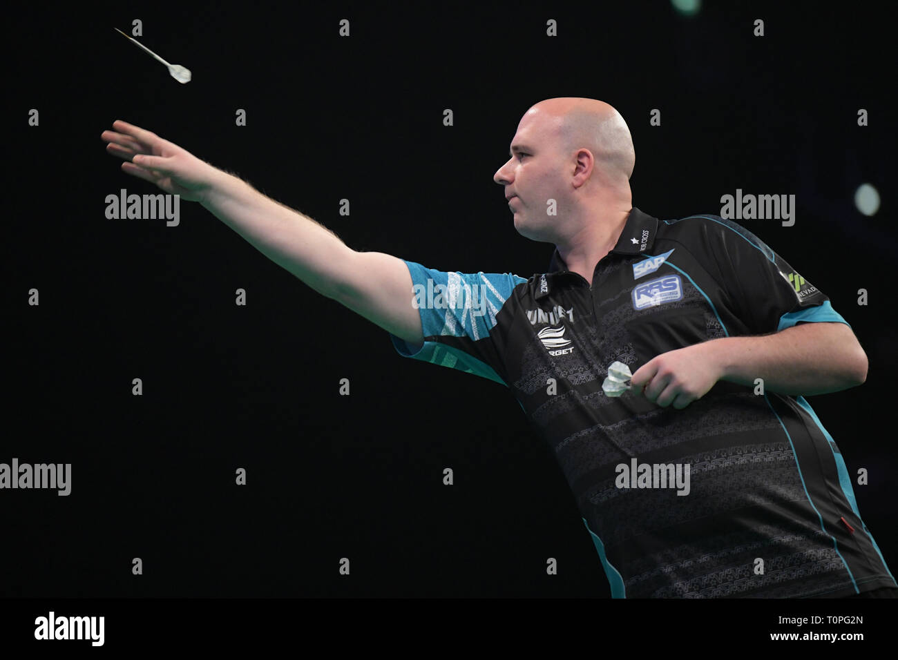 Berlin, Germany. 21st Mar, 2019. The English dart professional Rob ...