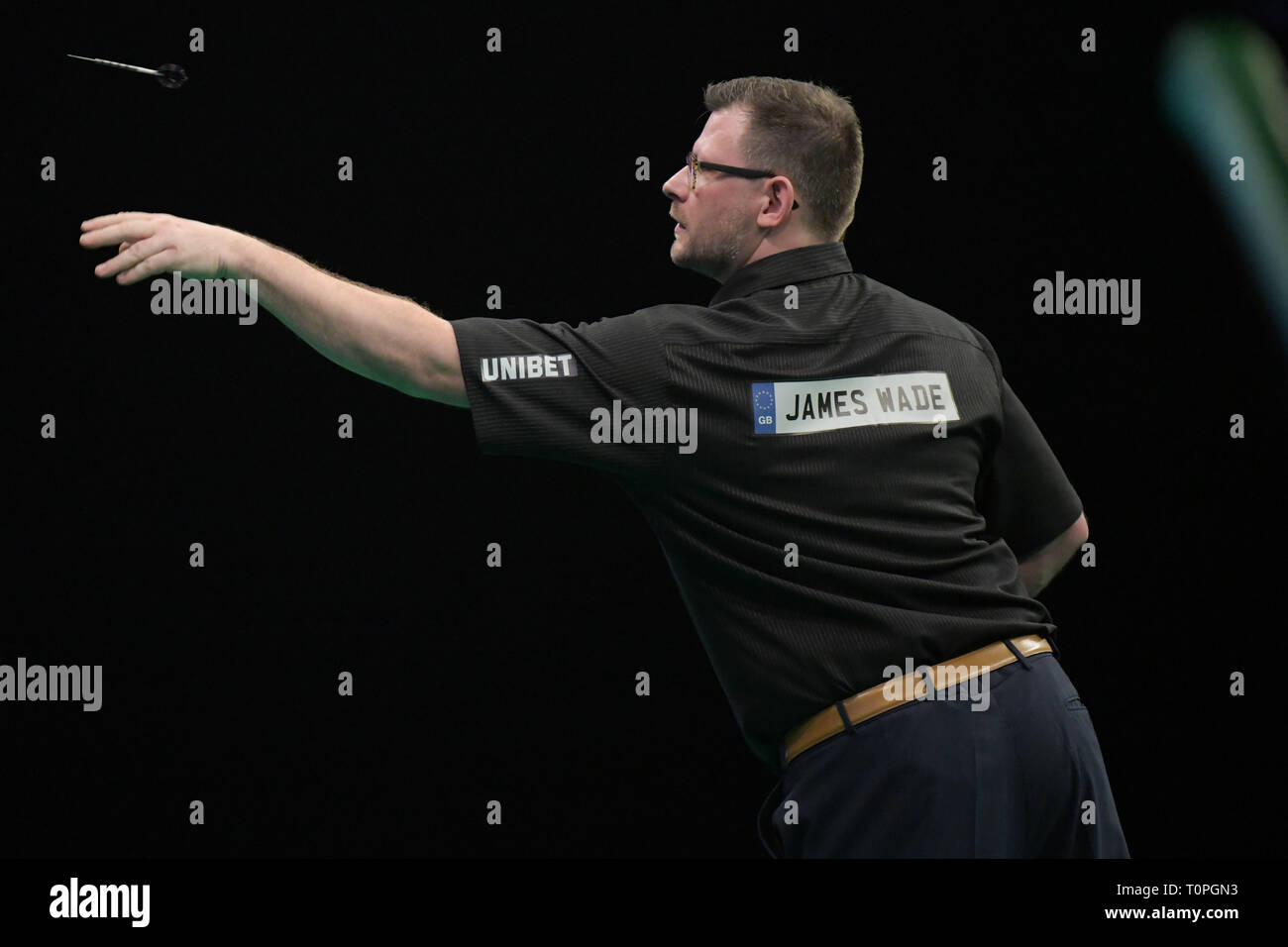 Berlin, Germany. 21st Mar, 2019. The English dart professional James ...
