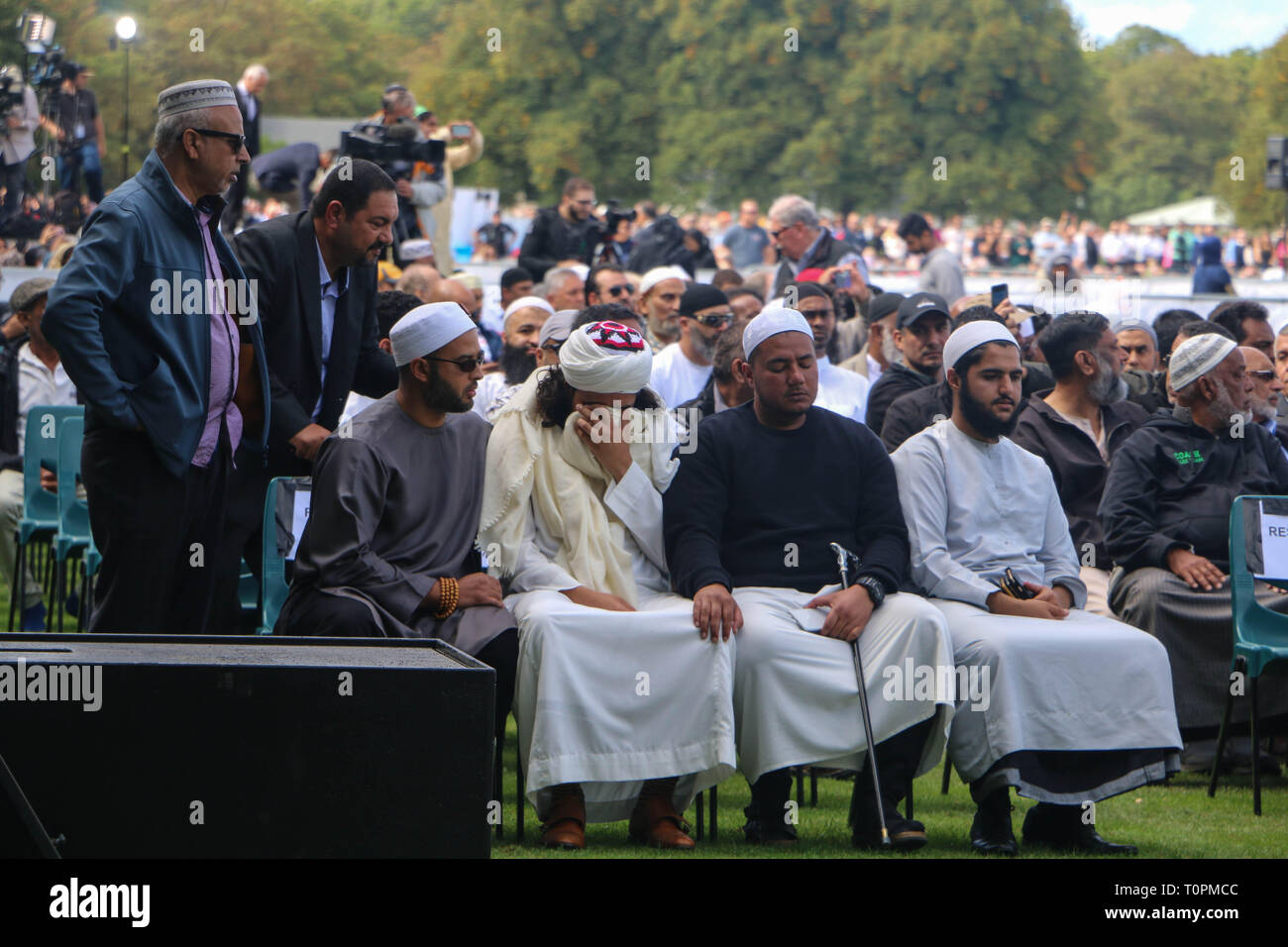 A muslim man seen crying during the friday prayers at Hagley Park which ...