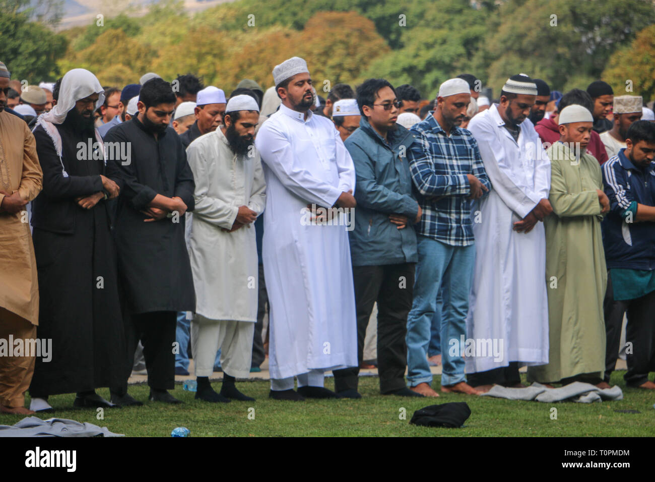 Christchurch, Canterbury, New Zealand. 21st Mar, 2019. Muslims performs ...