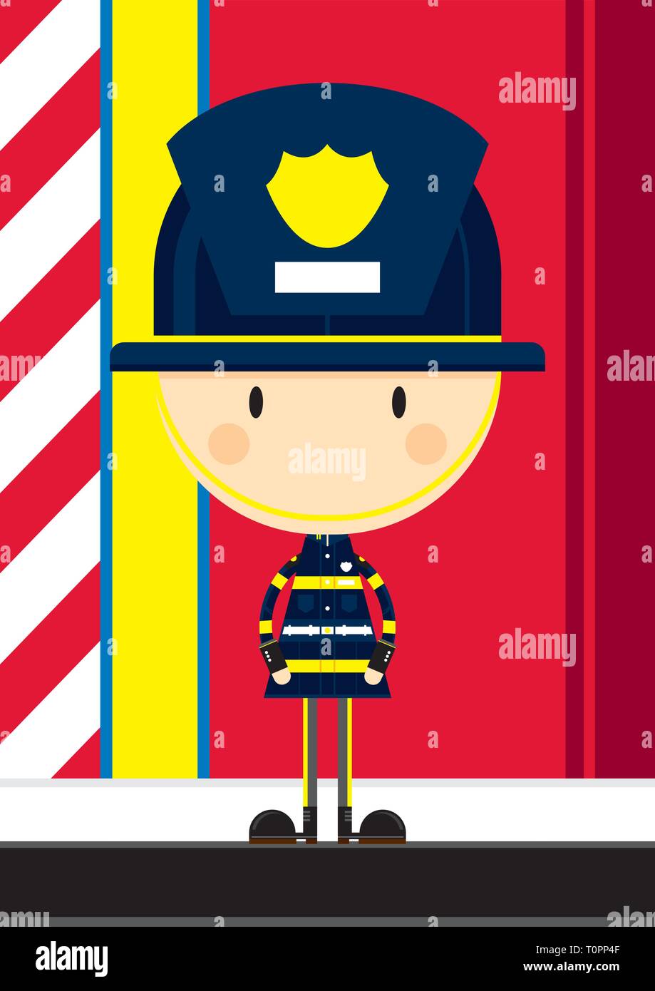 Cute Cartoon Fireman - Firefighter Character Stock Vector Image & Art ...