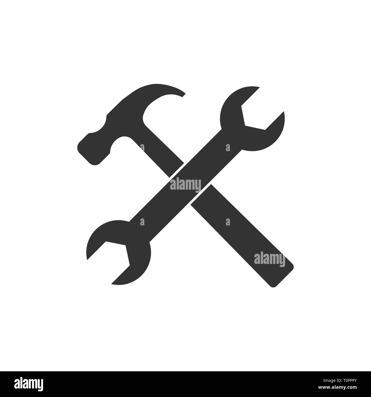Hammer and wrench icon. Vector illustration, flat Stock Vector Image ...