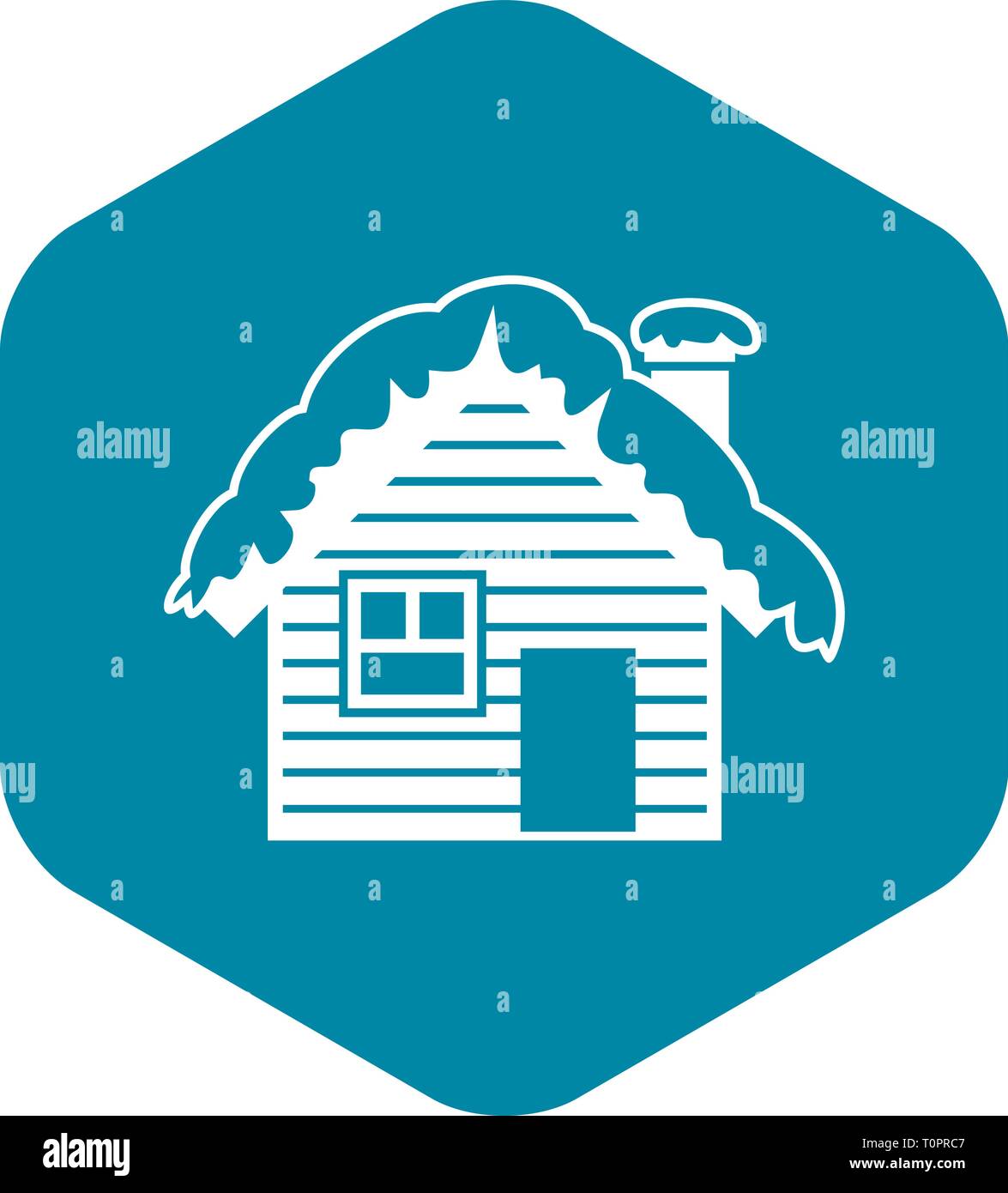 Wooden house covered with snow icon, simple style Stock Vector Image ...