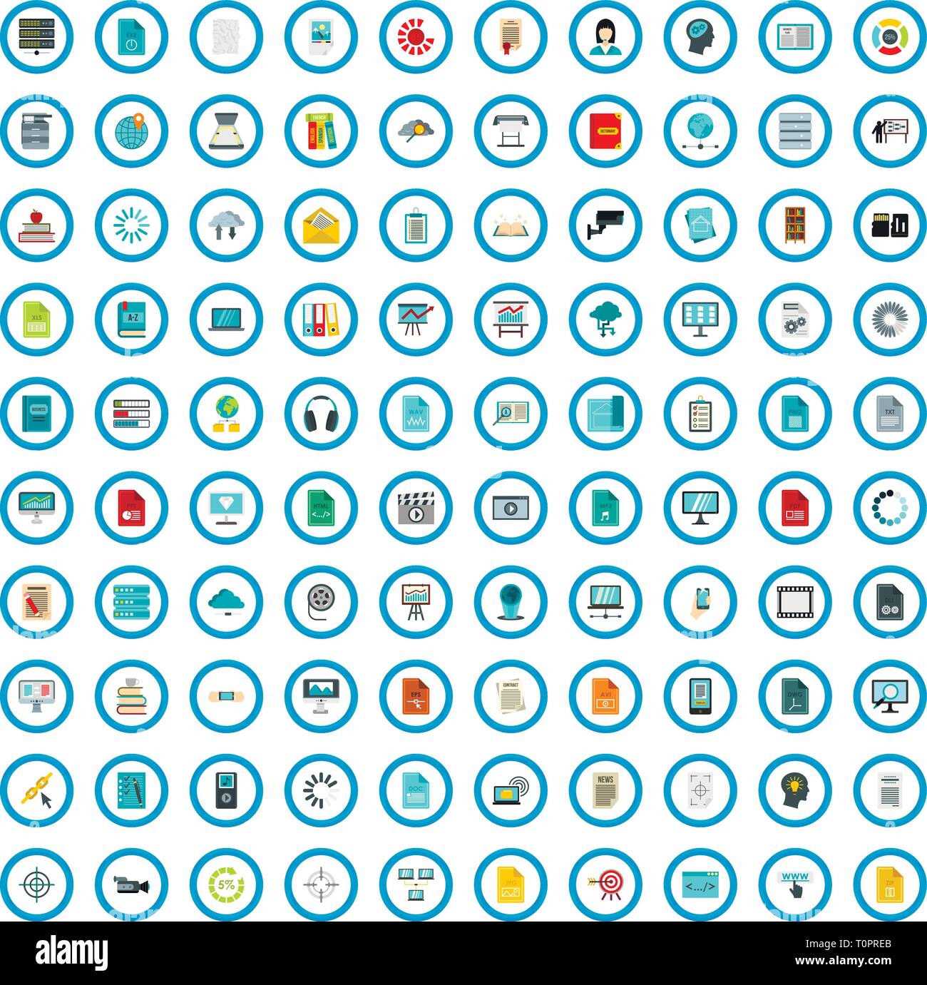 100 learning book icons set, flat style Stock Vector Image & Art - Alamy