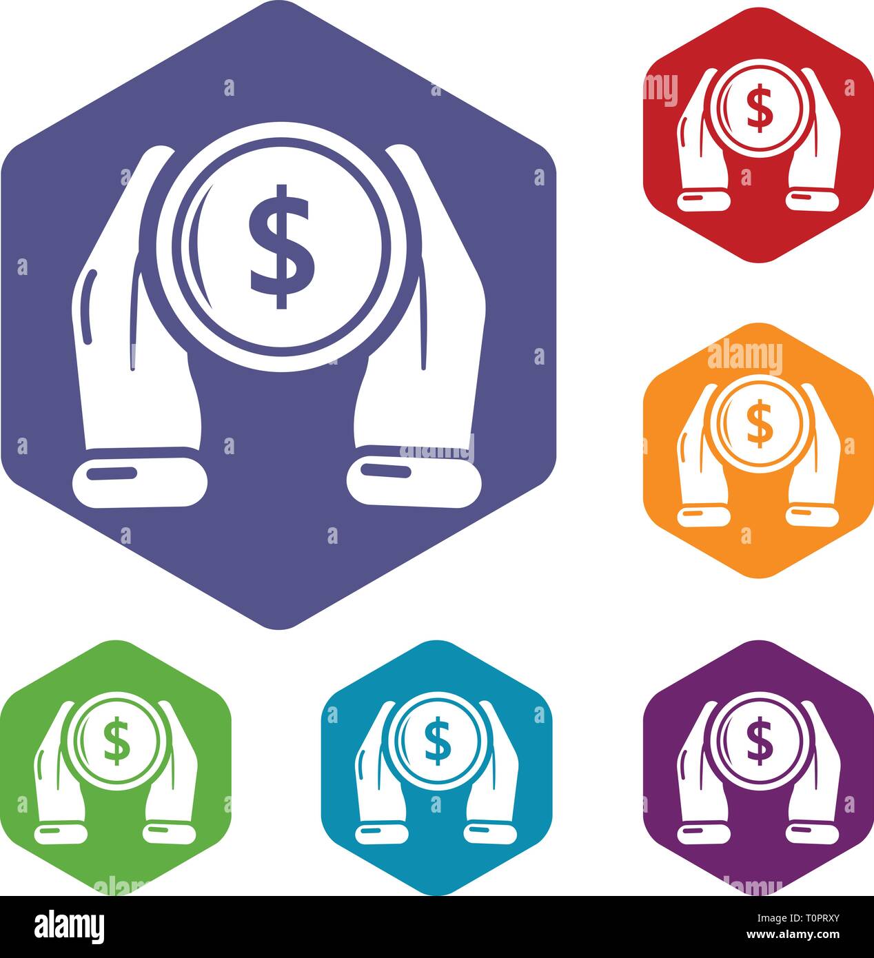 Hand coin icons vector hexahedron Stock Vector Image & Art - Alamy