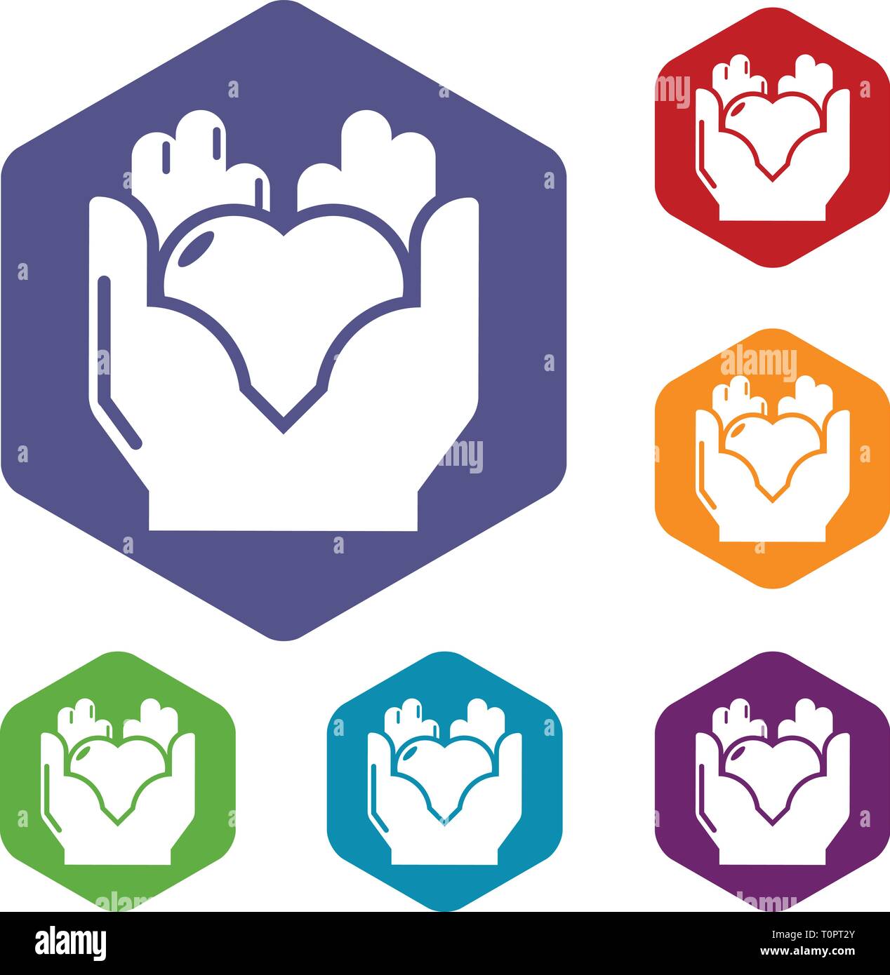 Hand heart icons vector hexahedron Stock Vector Image & Art - Alamy