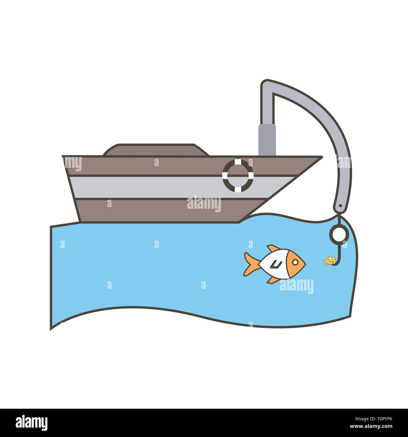 Boat fishing linear icon Cut Out Stock Images & Pictures - Alamy