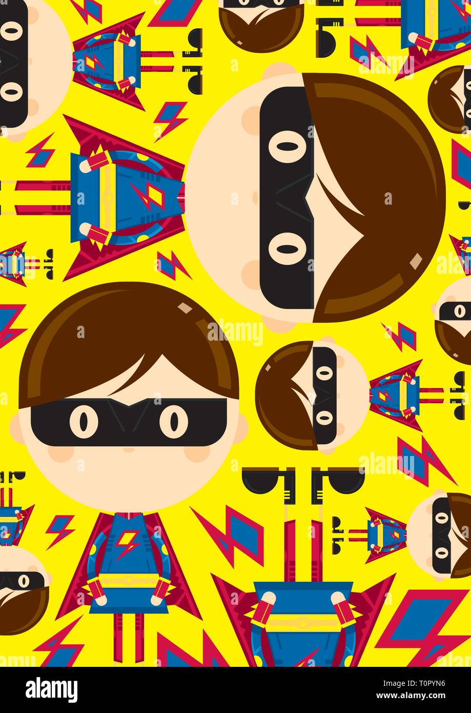 Cute Cartoon Heroic Superhero Character Pattern Stock Vector Image ...