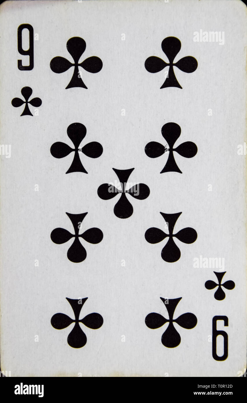 playing cards Card playing nine clubs, suit clubs Stock Photo - Alamy