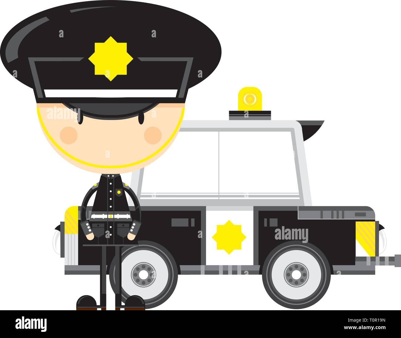 Cartoon Policeman and Police Car Stock Vector Image & Art - Alamy