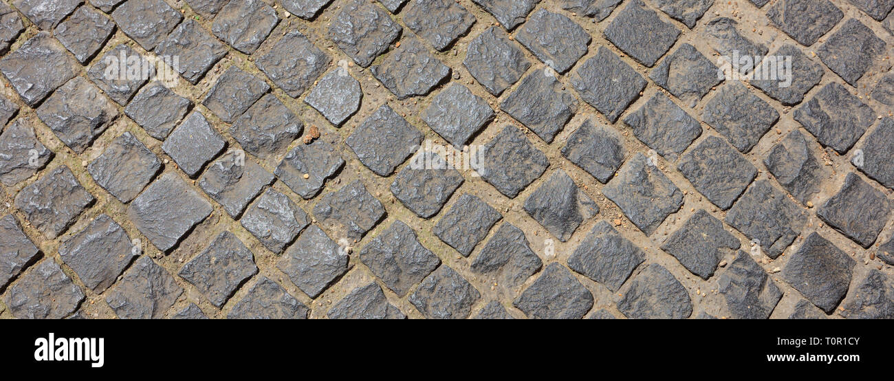 Stone paved floor, gray color, texture background, top view, banner ...