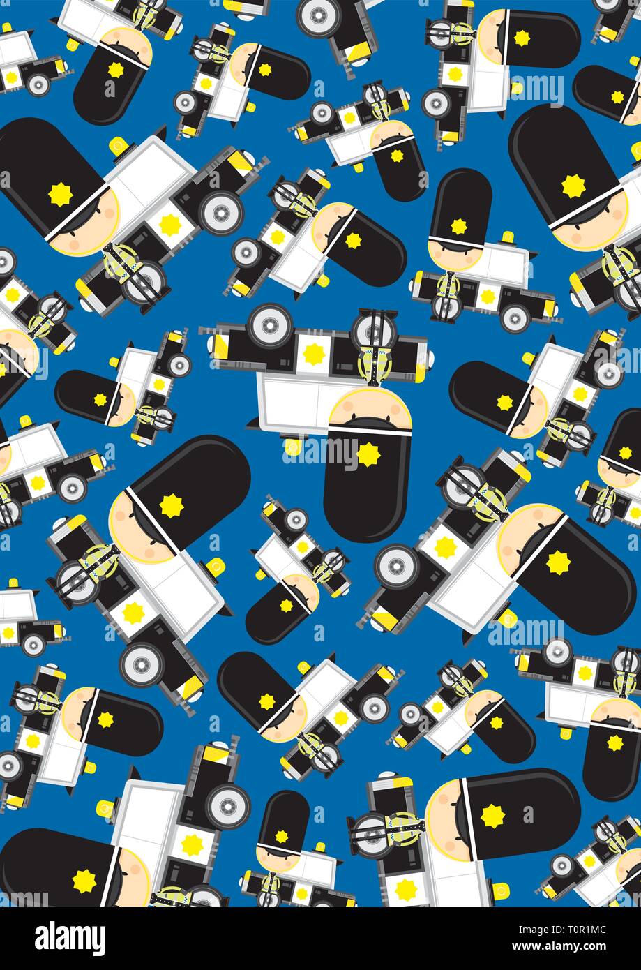 Cartoon Policeman and Police Car Pattern Stock Vector Image & Art - Alamy