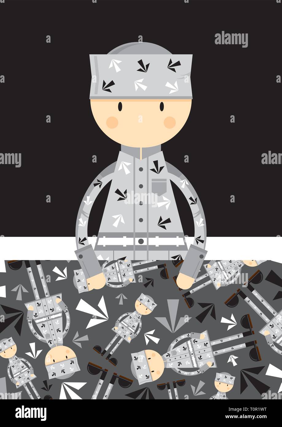 Adorably Cute Cartoon Prisoner in Vintage Arrow Style Uniform Stock ...