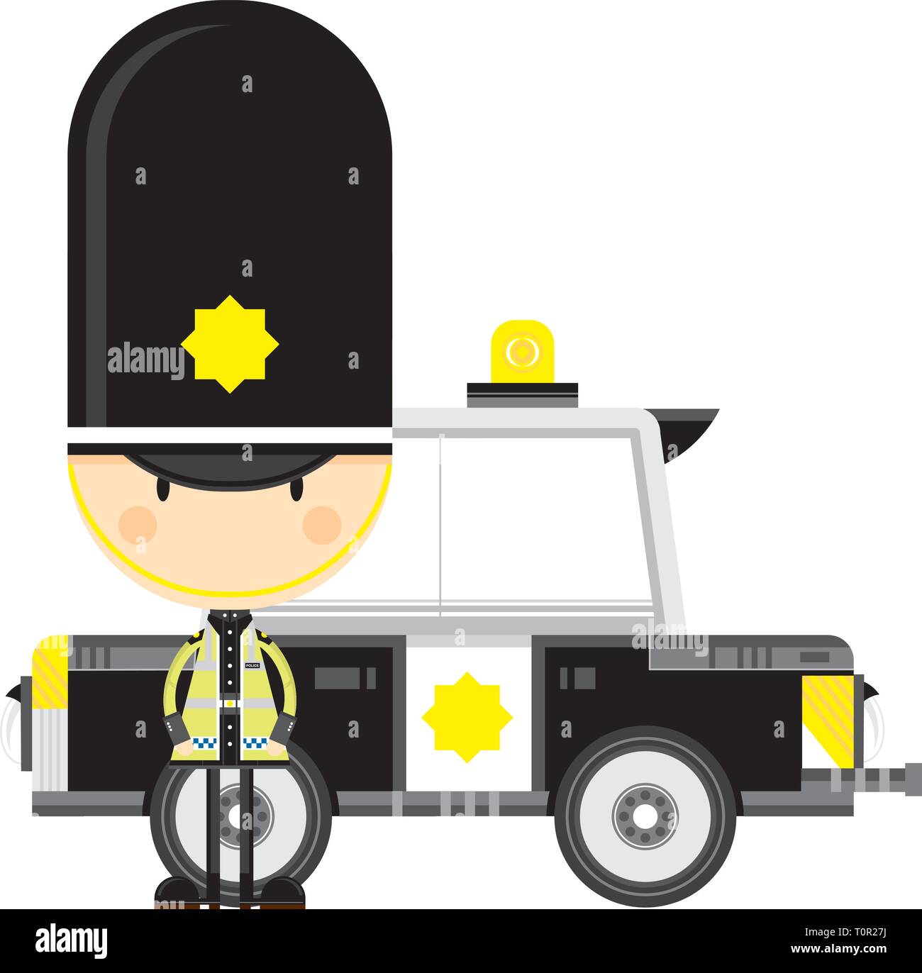 Cartoon Big Head Policeman and Police Car Stock Vector Image & Art - Alamy