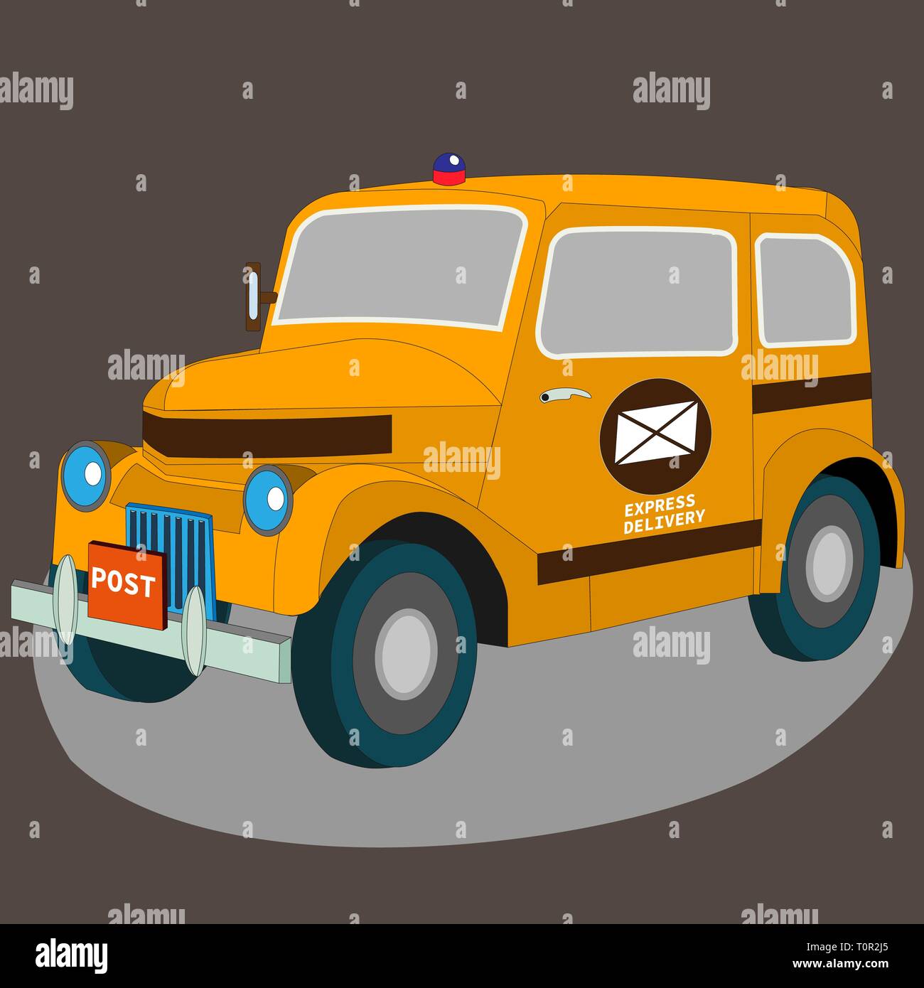 Post express delivery retro car. Isometric 3D view of classic vehicle ...