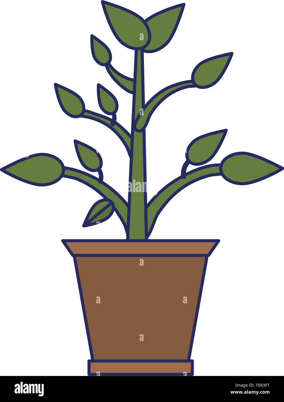 Plant in pot cartoon blue lines Stock Vector Image & Art - Alamy