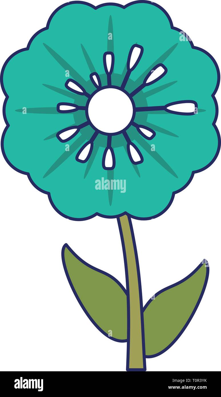 Beautiful flower cartoon isolated blue lines Stock Vector Image & Art ...