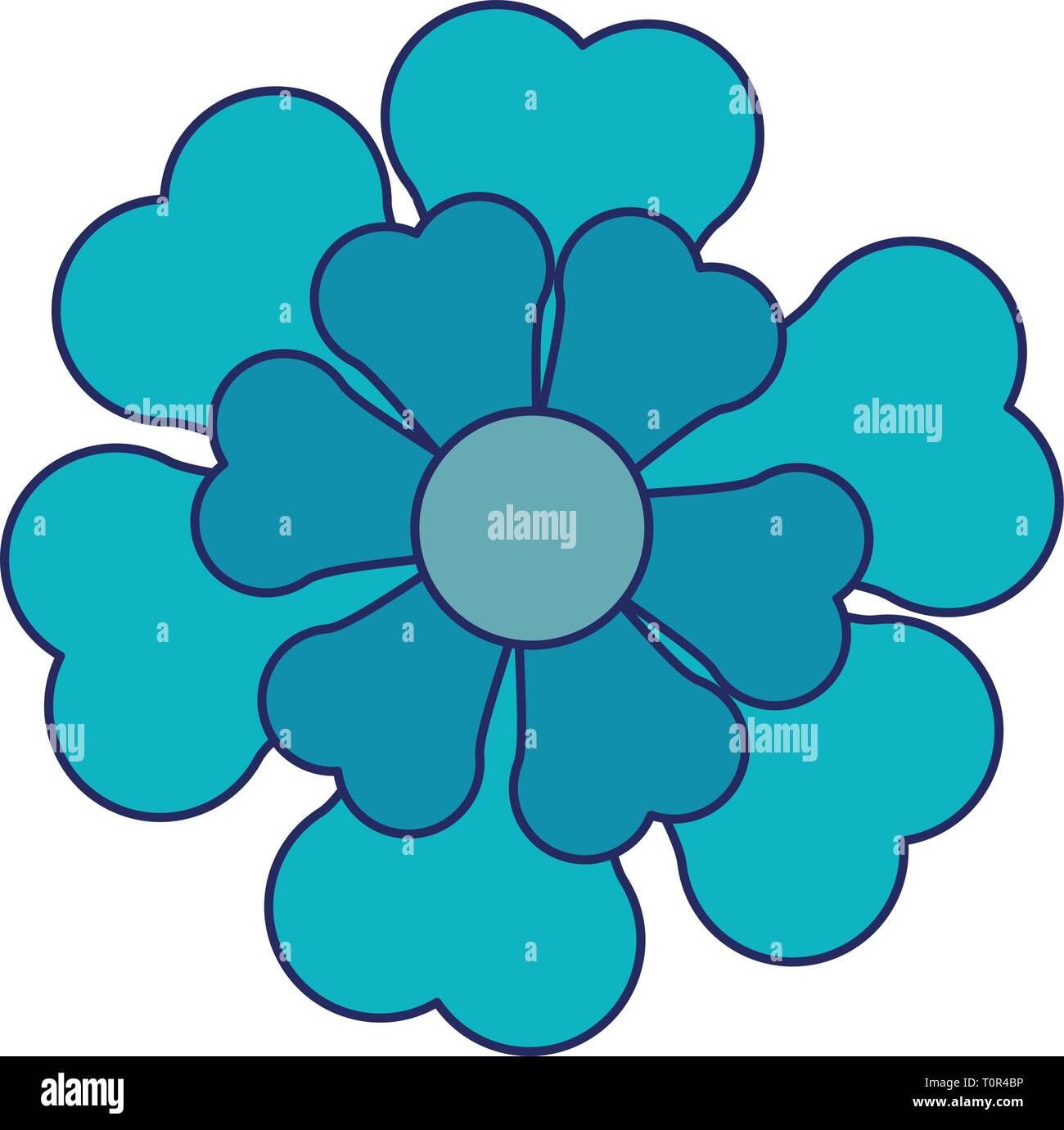Beautiful flower cartoon isolated blue lines Stock Vector Image & Art ...