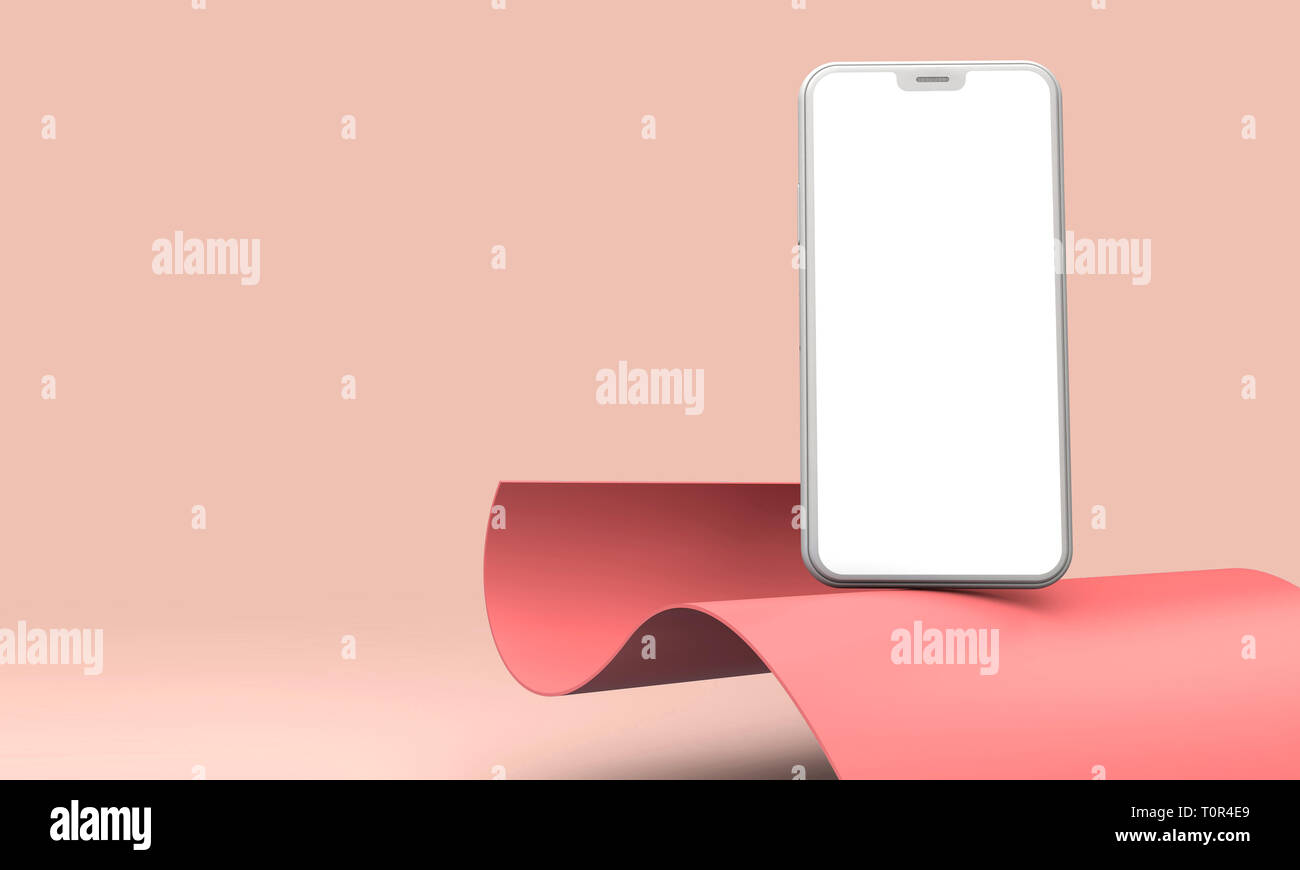 Modern smartphone blank screen template. Trendy mockup scene. 3D ... Modern smartphone blank screen template. Trendy mockup scene. 3D ...