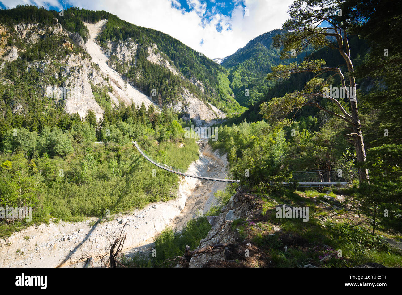 Hanging bridge in Susten Leuk, Switzerland Stock Photo - Alamy