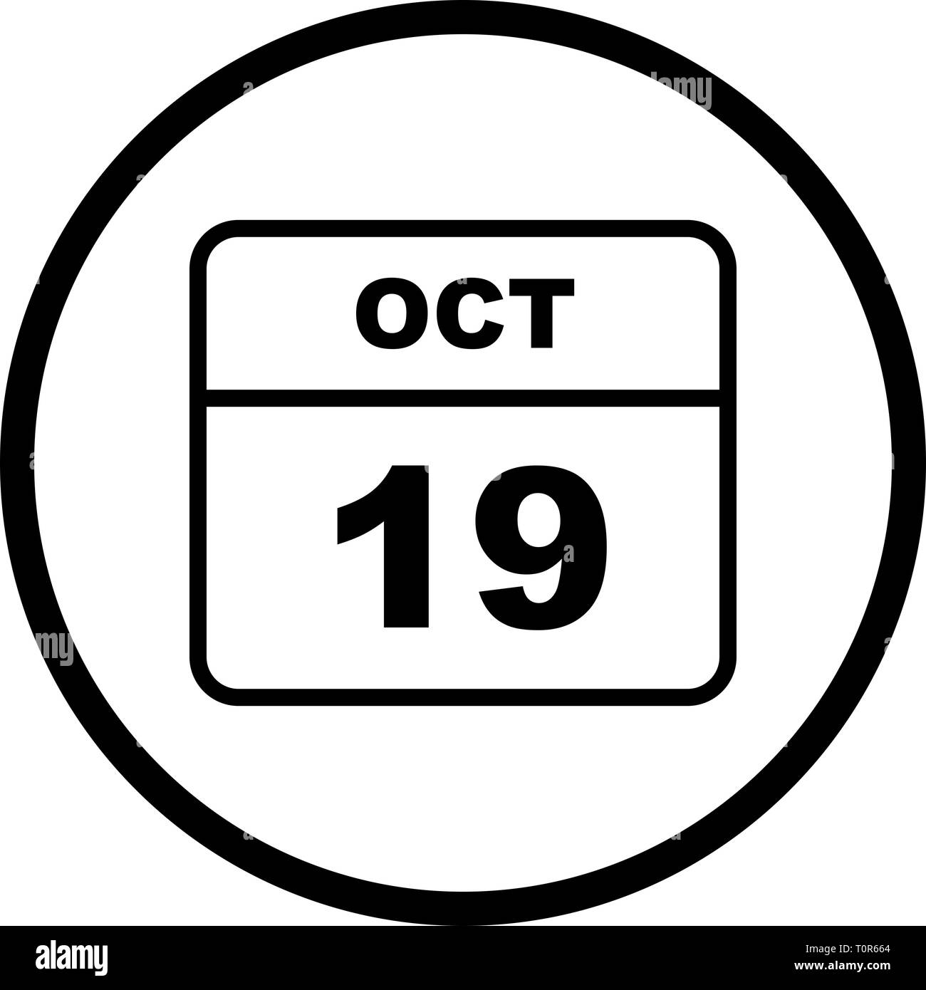 October 19th Date on a Single Day Calendar Stock Photo - Alamy