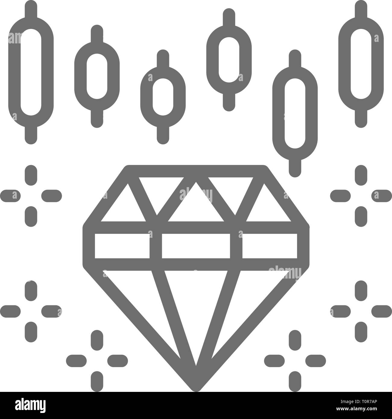 Diamond index growth chart, rising cost of jewels line icon Stock ...